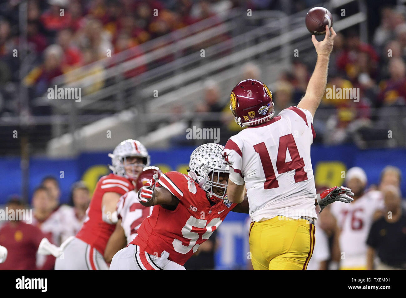 Ohio State Buckeyes defensive lineman Tyquan Lewis #59 pressures USC ...