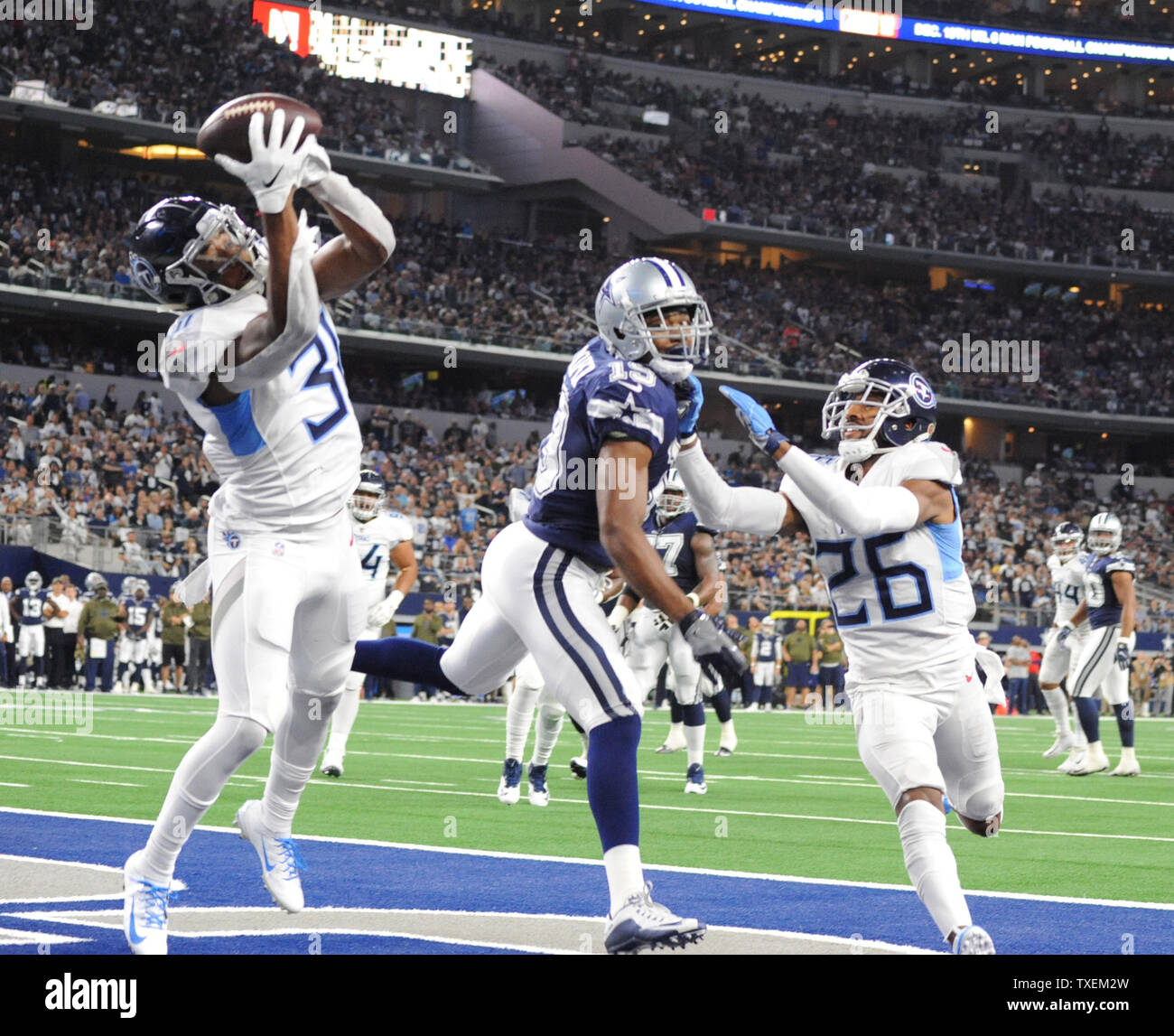 Tennessee Titans Kevin Byard intercepts a Dak Prescott pass in the ...