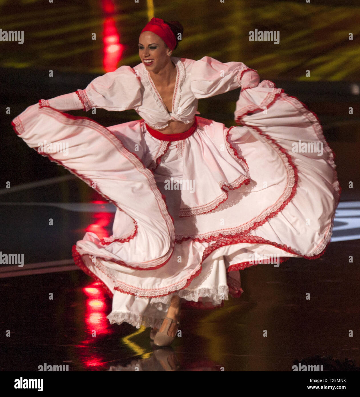 Shenti Lauren of Puerto Rico does a native dance routine during the ...