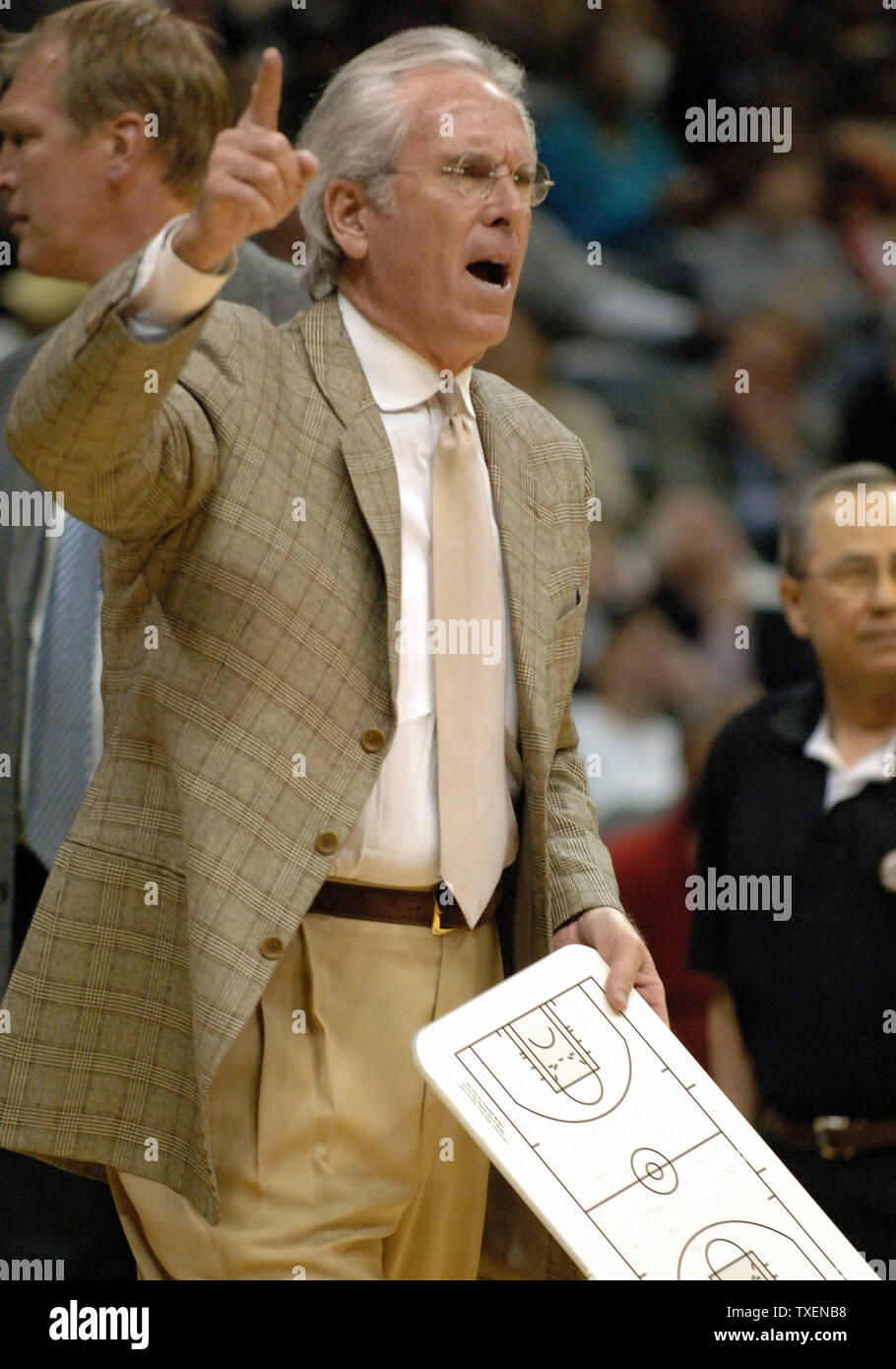 Seattle Sonics coach Bob Hill comments to officials in the fourth ...