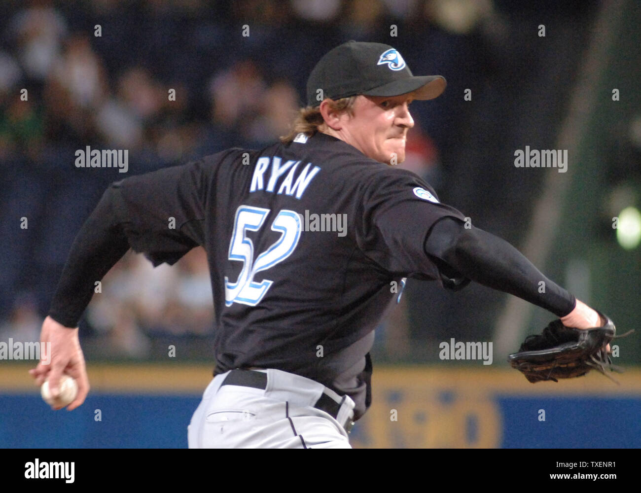 Toronto Blue Jays relief pitcher B. J. Ryan throws against the Atlanta Braves in the ninth ...