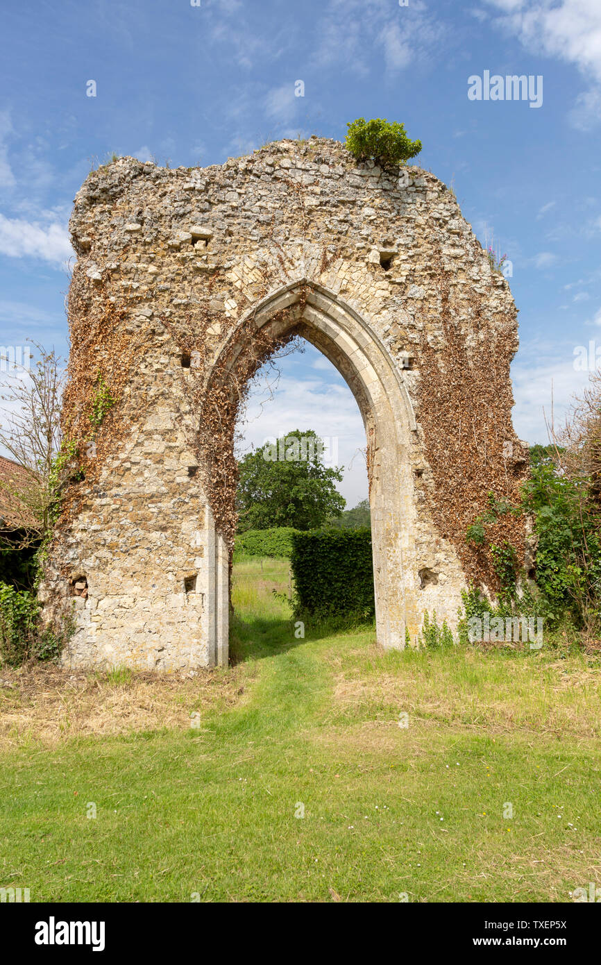 Ruined stone arch of abbey church, Butley priory, Suffolk, England, UK ...