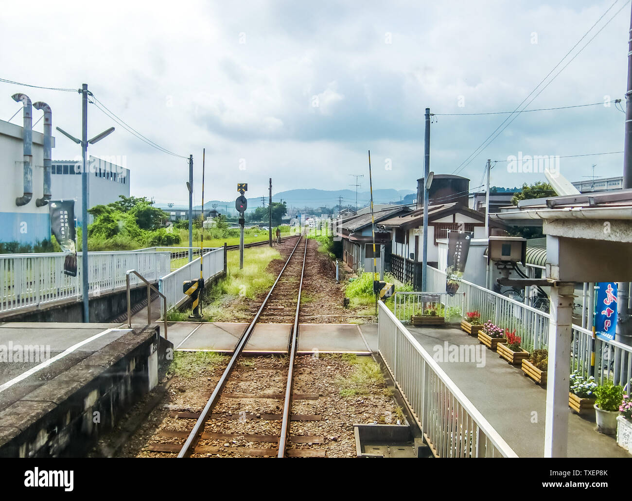 Scenery of rural railway tracks in Japan Stock Photo - Alamy