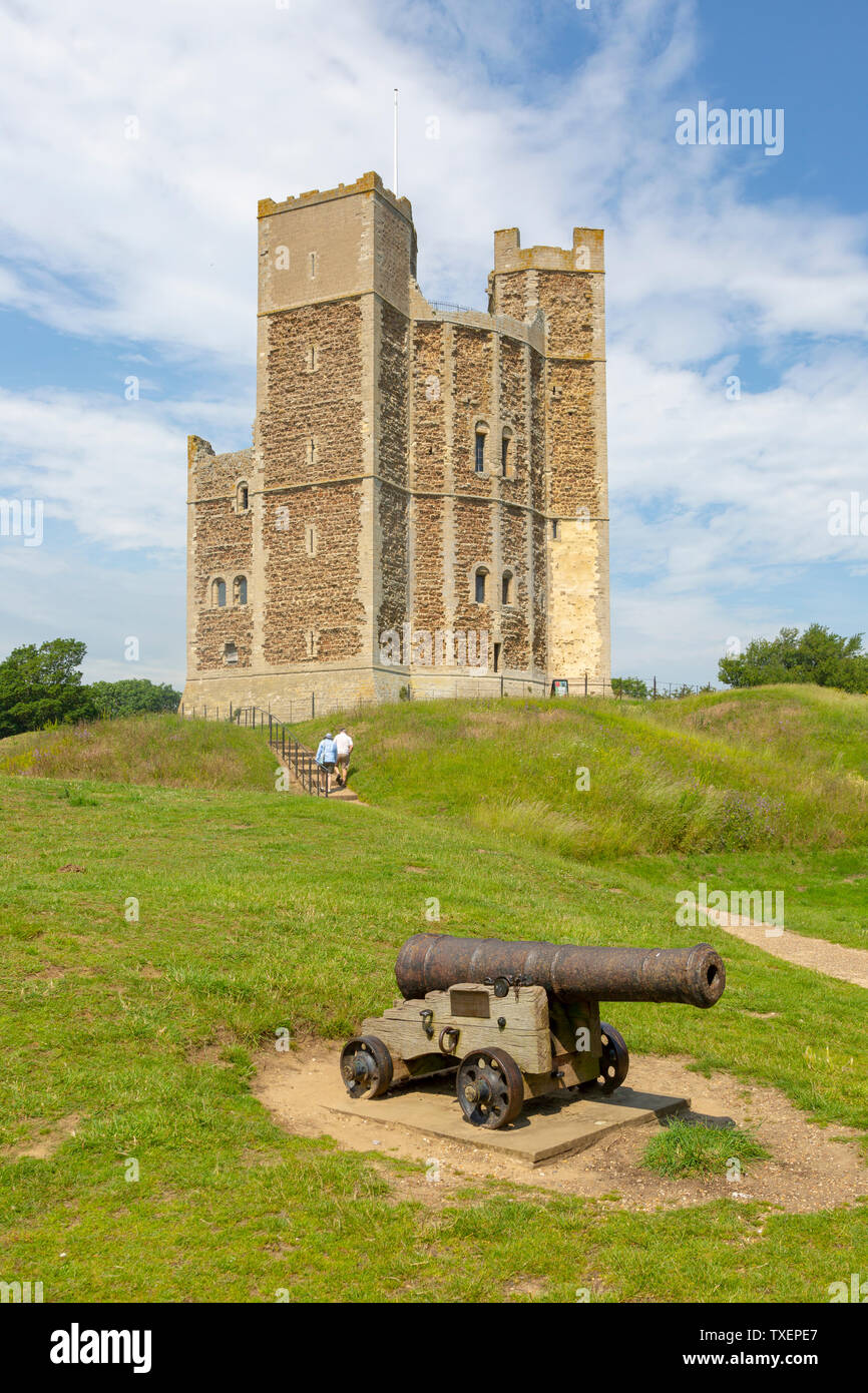 Well preserved walls and towers of 12th century castle, Orford, Suffolk ...
