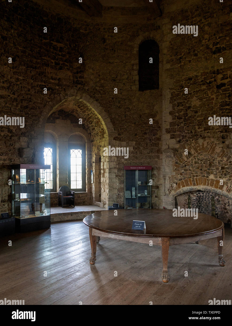 Great Hall inside the 12th century Orford castle, Suffolk, England, UK ...