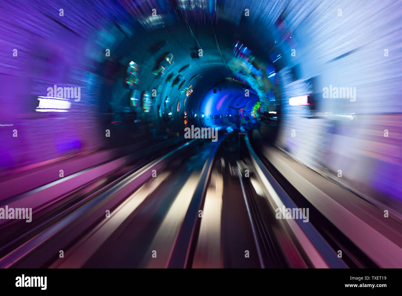 futuristic super speed traffic blur motion in tunnel Stock Photo - Alamy