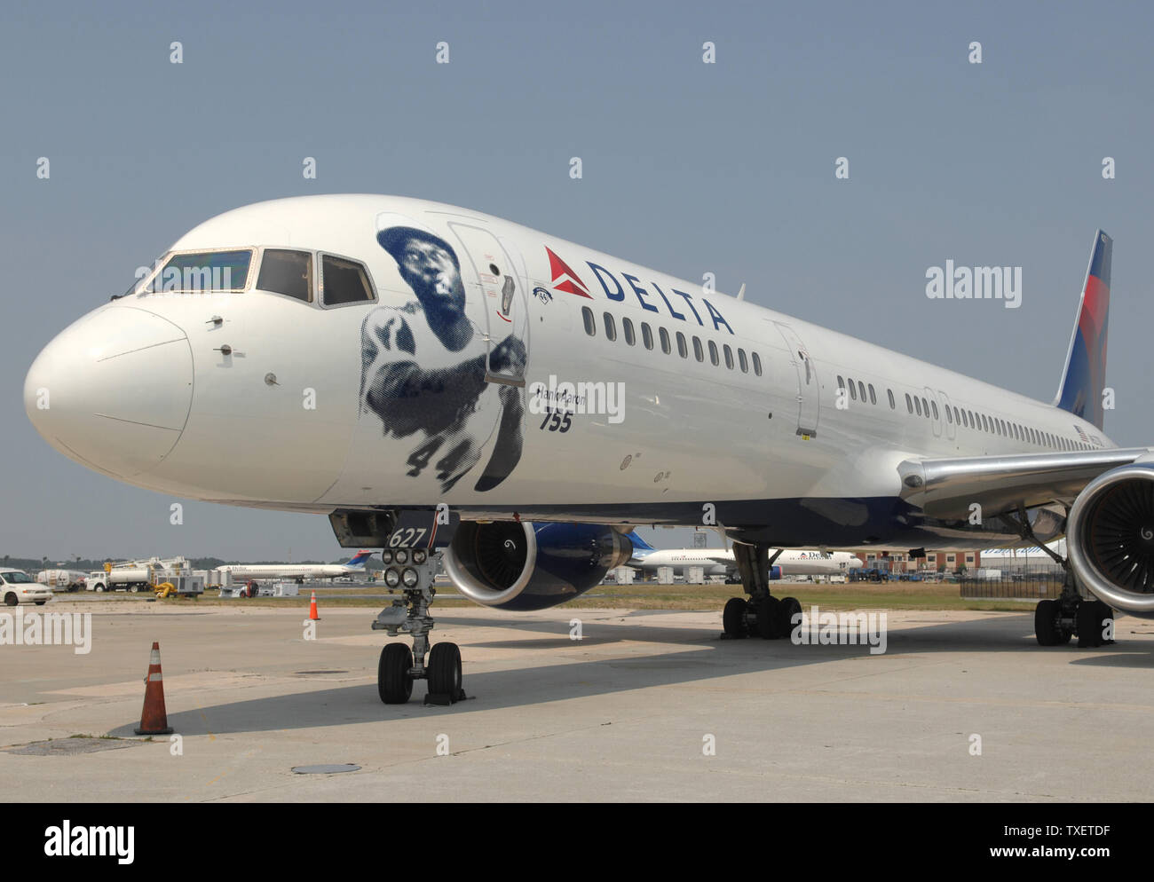 A Delta Air Lines Boeing 757 aircraft, bearing the likeness of Major ...