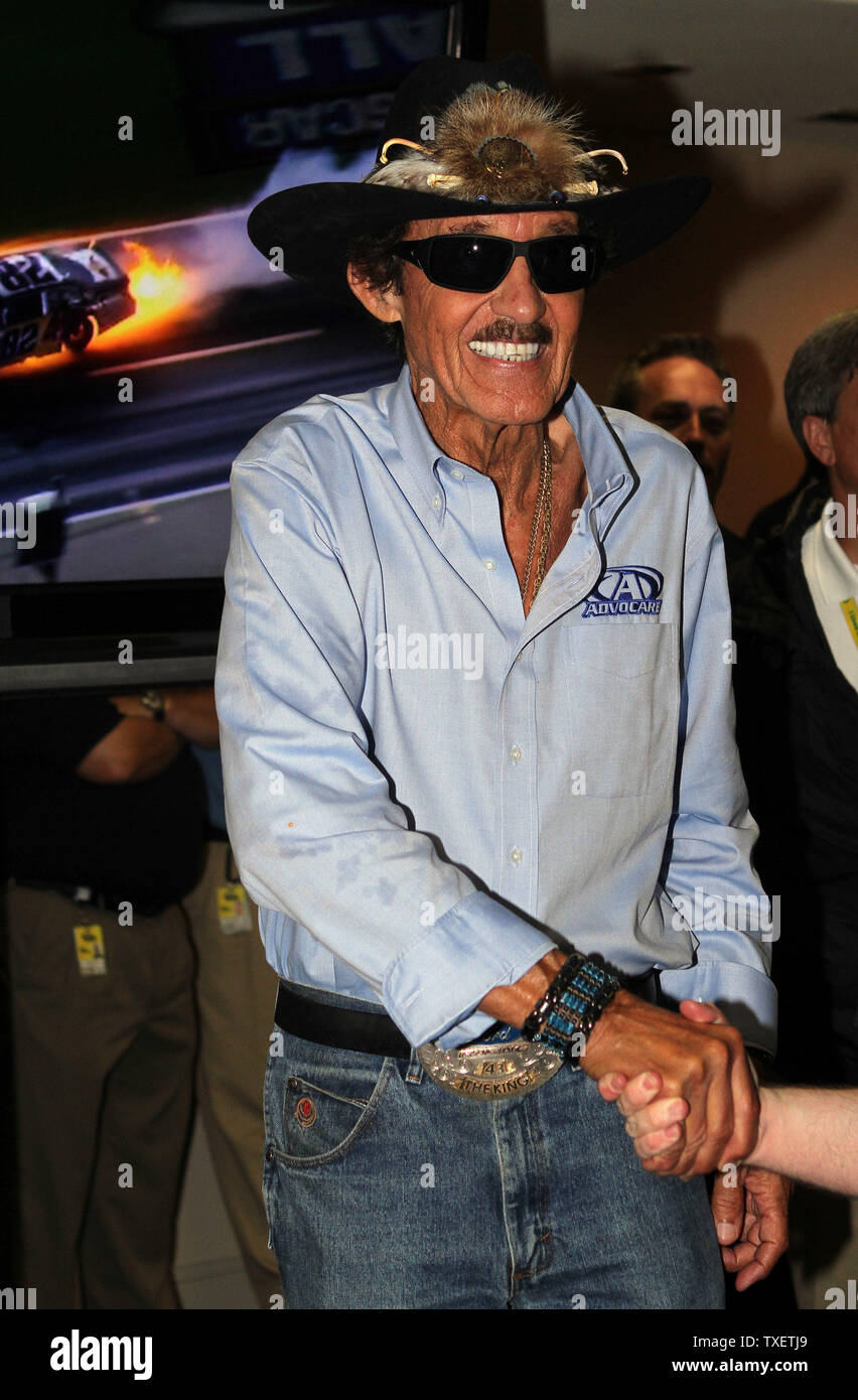 Grand Marshall Richard Petty attends the drivers meeting prior to the ...