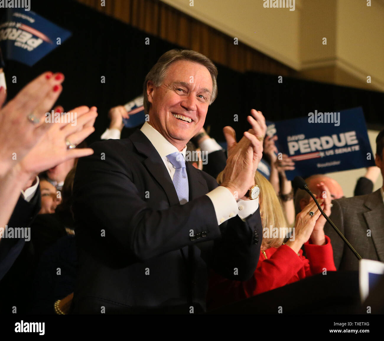 Georgia Senate candidate David Perdue (Republican) speaks at his ...