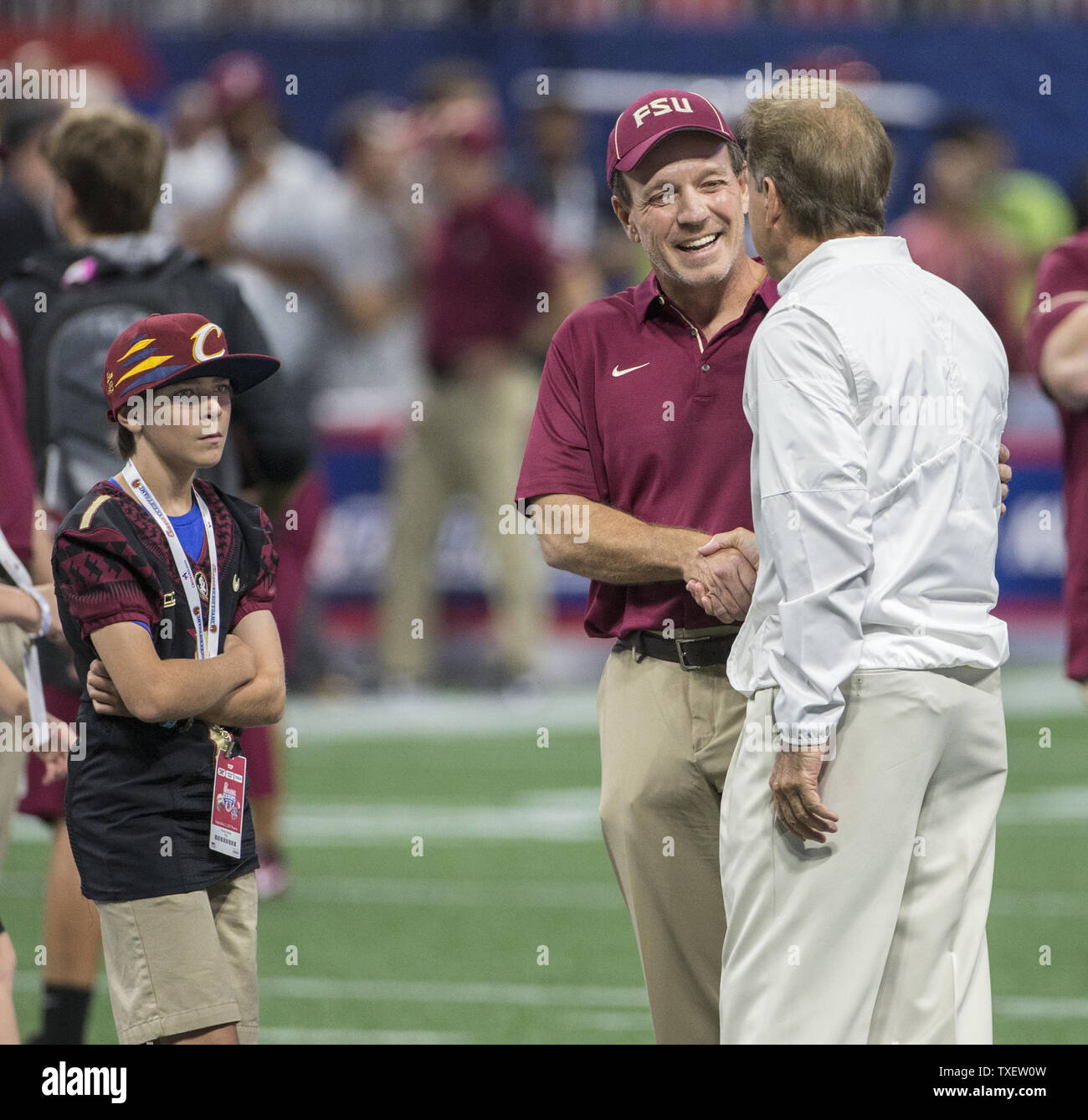 Florida State head coach Jimbo Fisher shakes hands with Alabama head ...