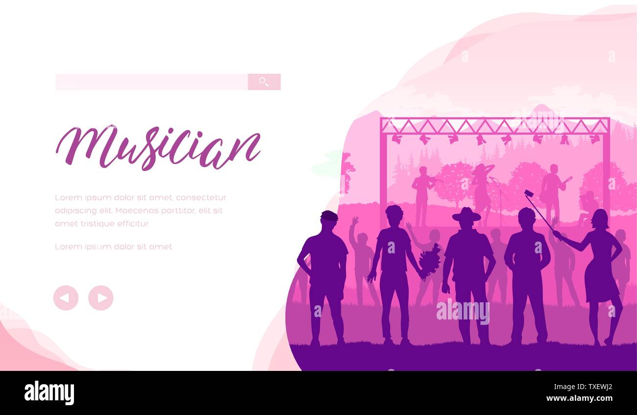 Musician vector landing page template. Country music festival web ...