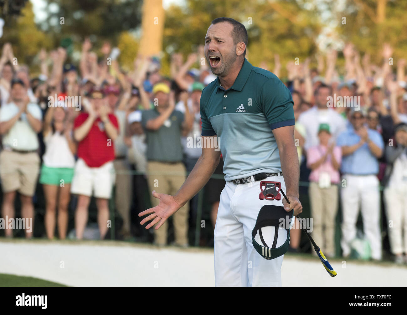 Sergio Garcia celebrates as he wins the 2017 Masters Tournament at ...