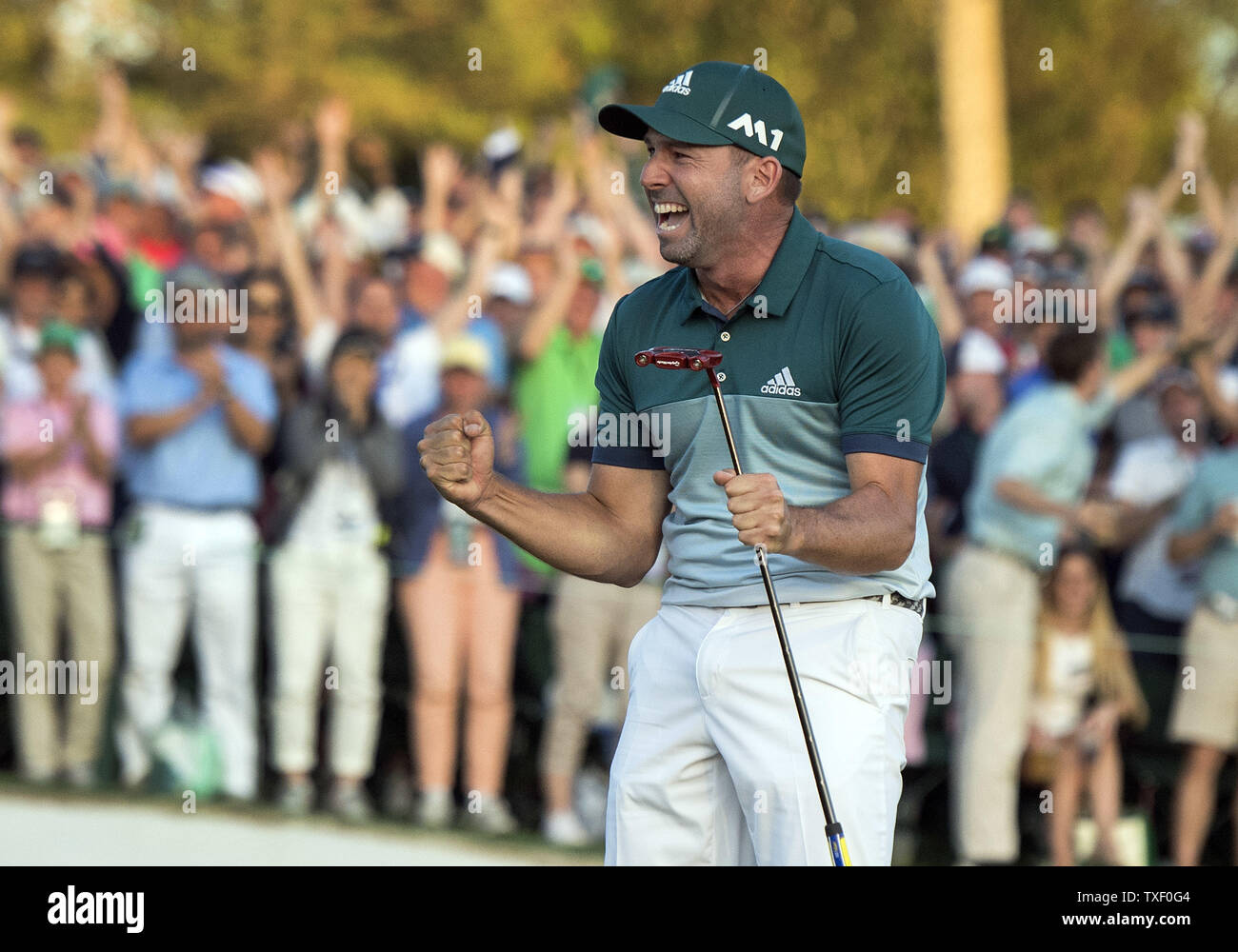 Sergio Garcia celebrates as he wins the 2017 Masters Tournament at ...