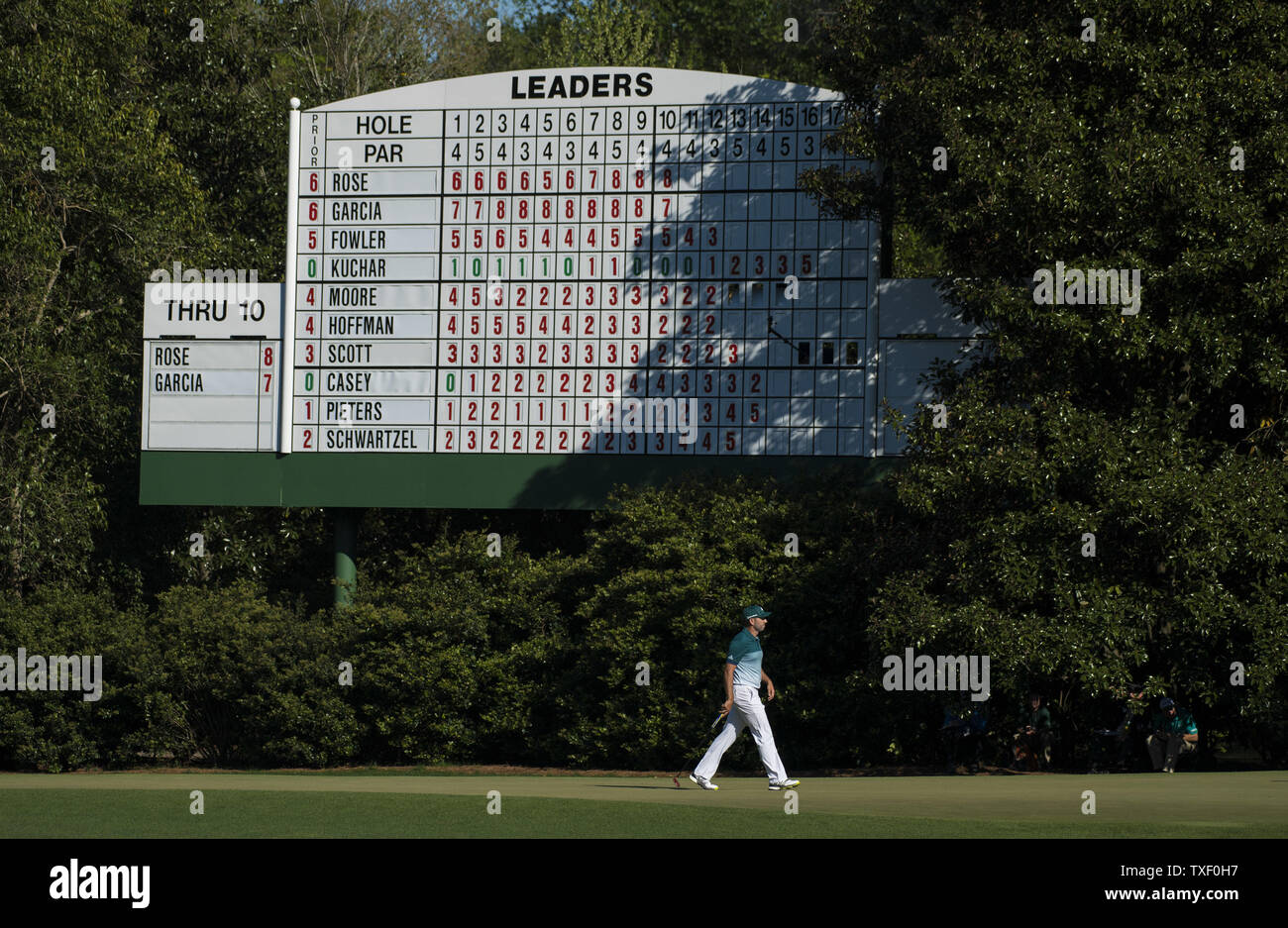Sergio Garcia walks under the scoreboard on the 11th green during the ...