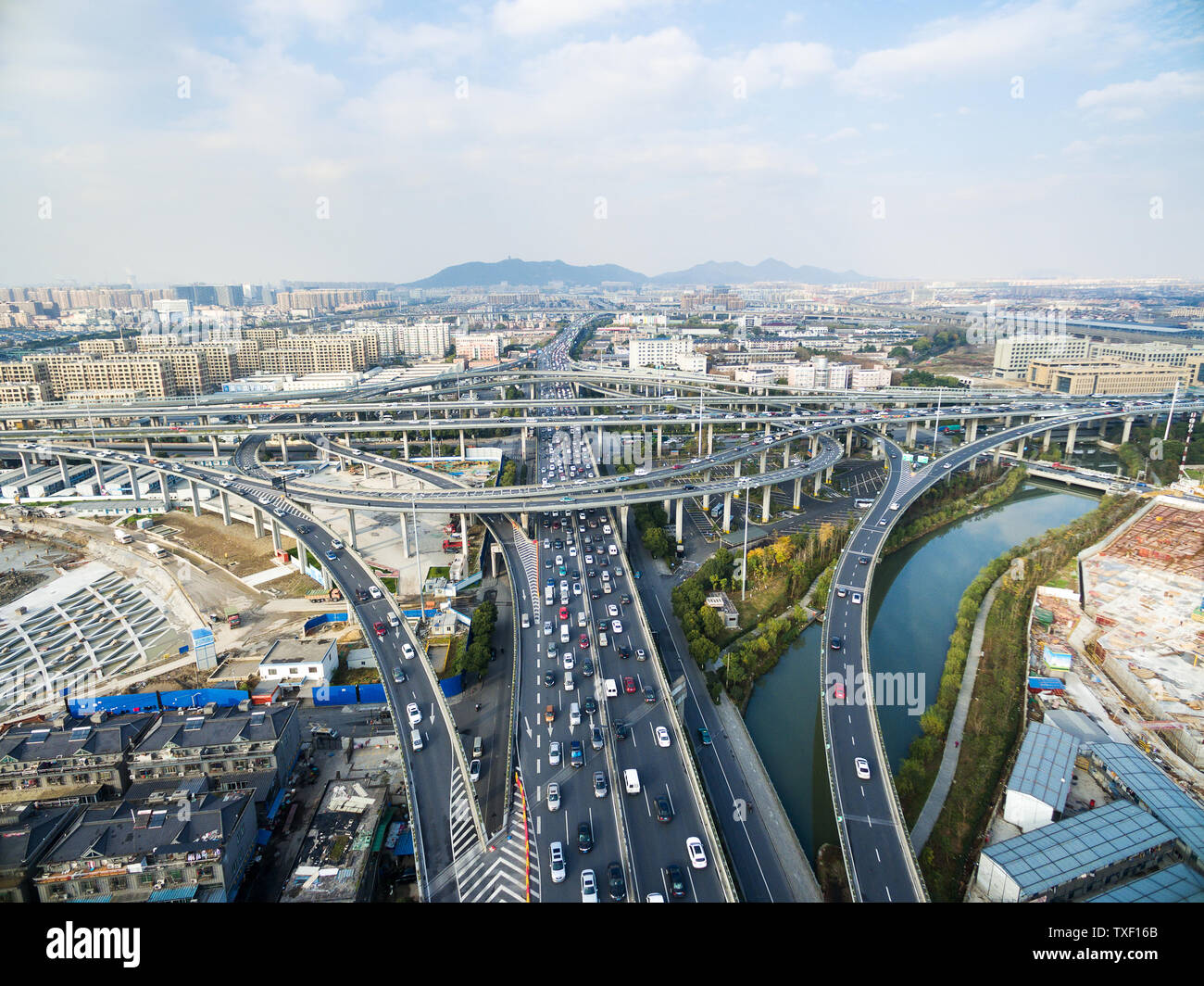 busy road junction in midtown of modern city Stock Photo - Alamy