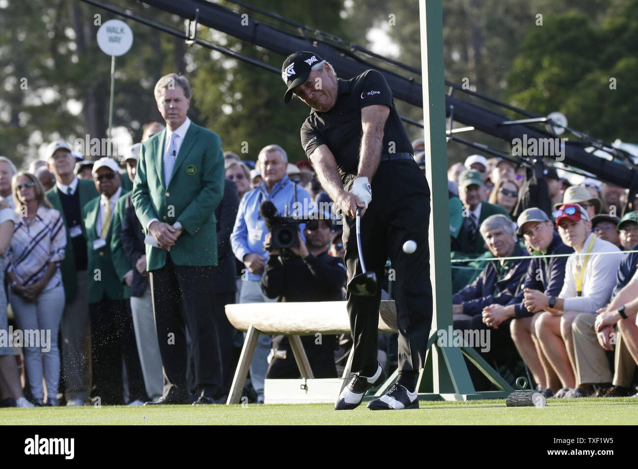 Gary Player hits a tee shot on the first tee when he and Jack Nicklaus ...