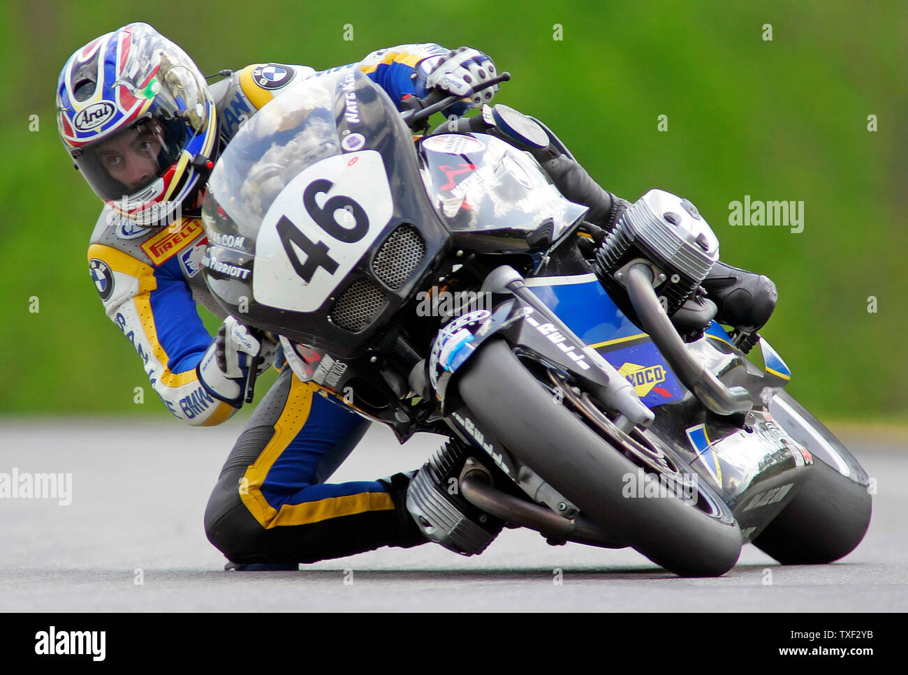 Brian Parriott (46) goes around "Oak Tree Corner" during the running of ...