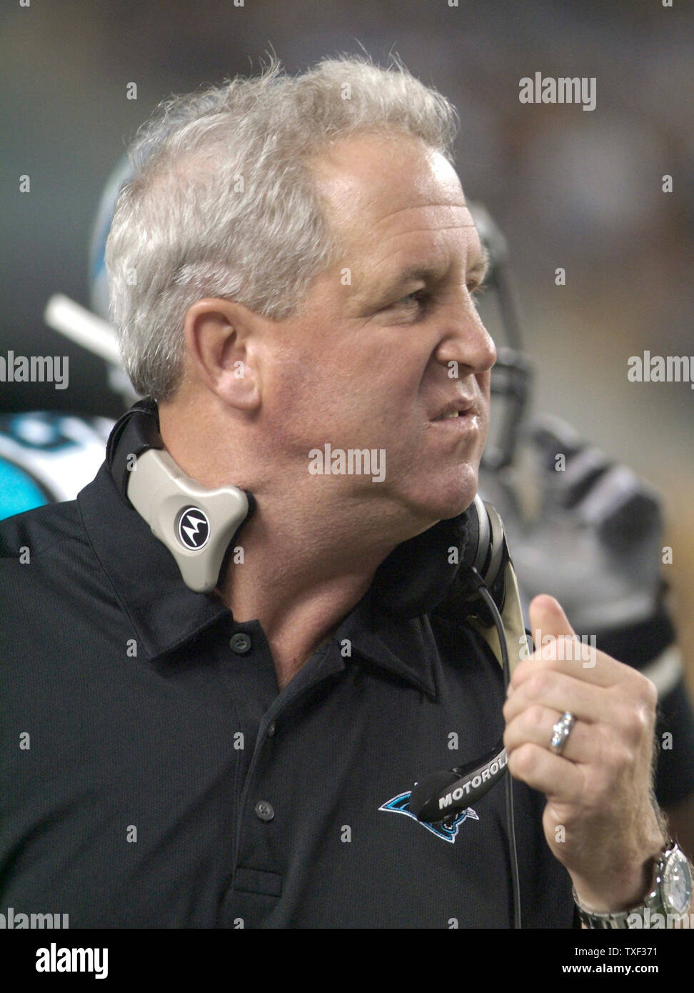Carolina Panther Head Coach John Fox paces the sidelines in the second ...