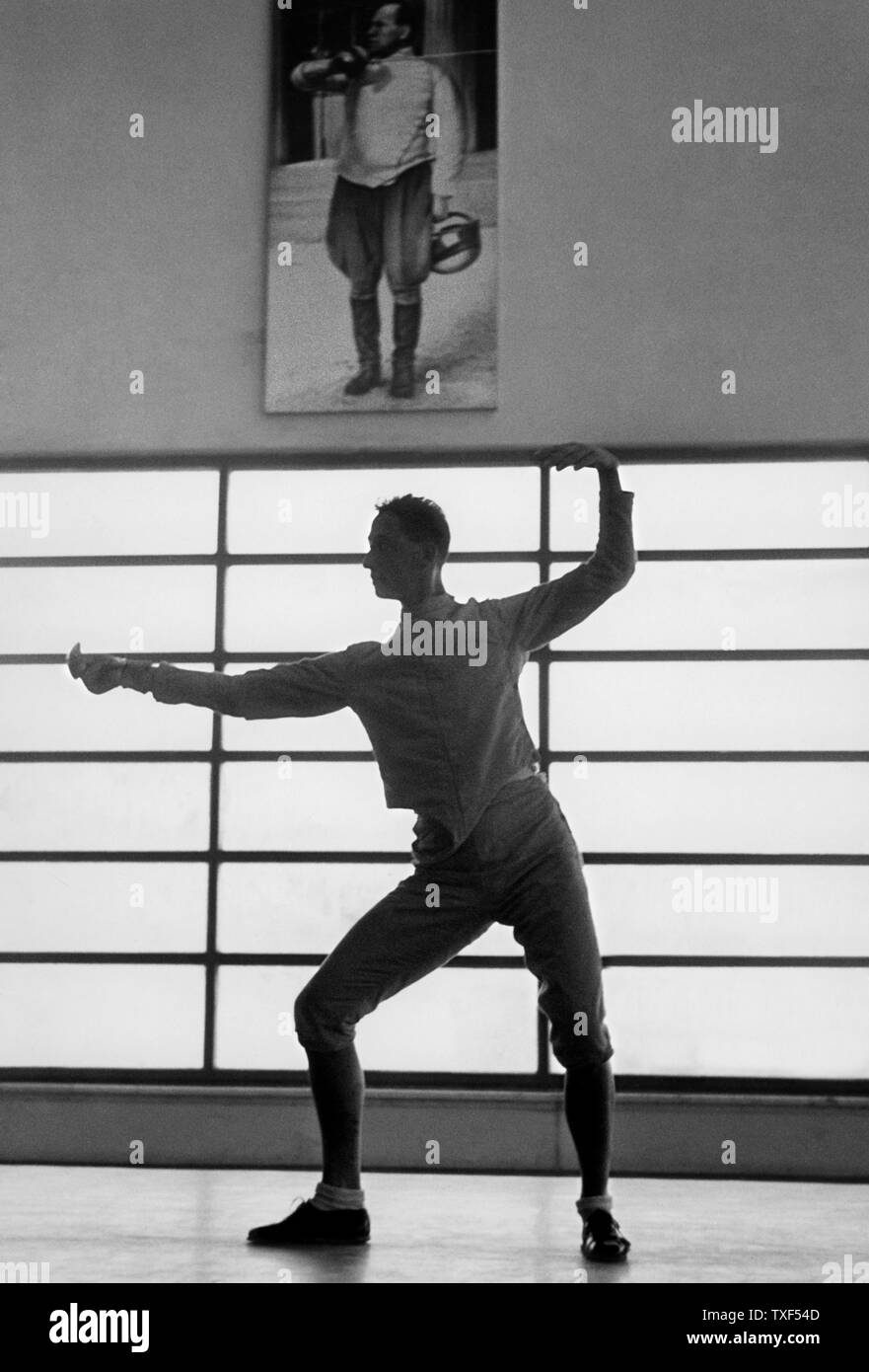 Italy, Rome, fencing exercise at the Mussolini forum, 1939 Stock Photo ...
