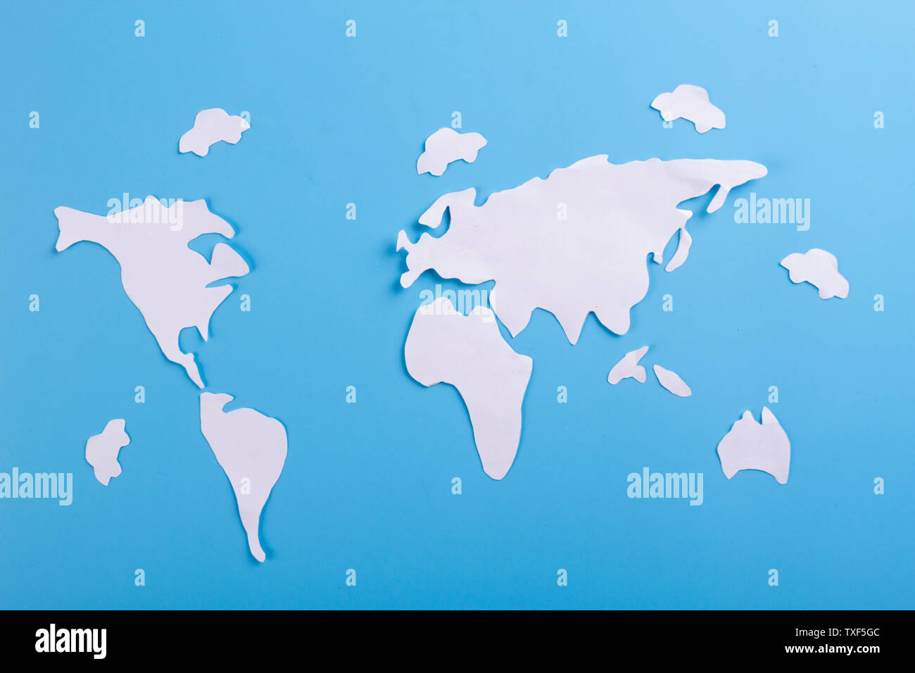 world map on blue background. travel concept Stock Photo - Alamy