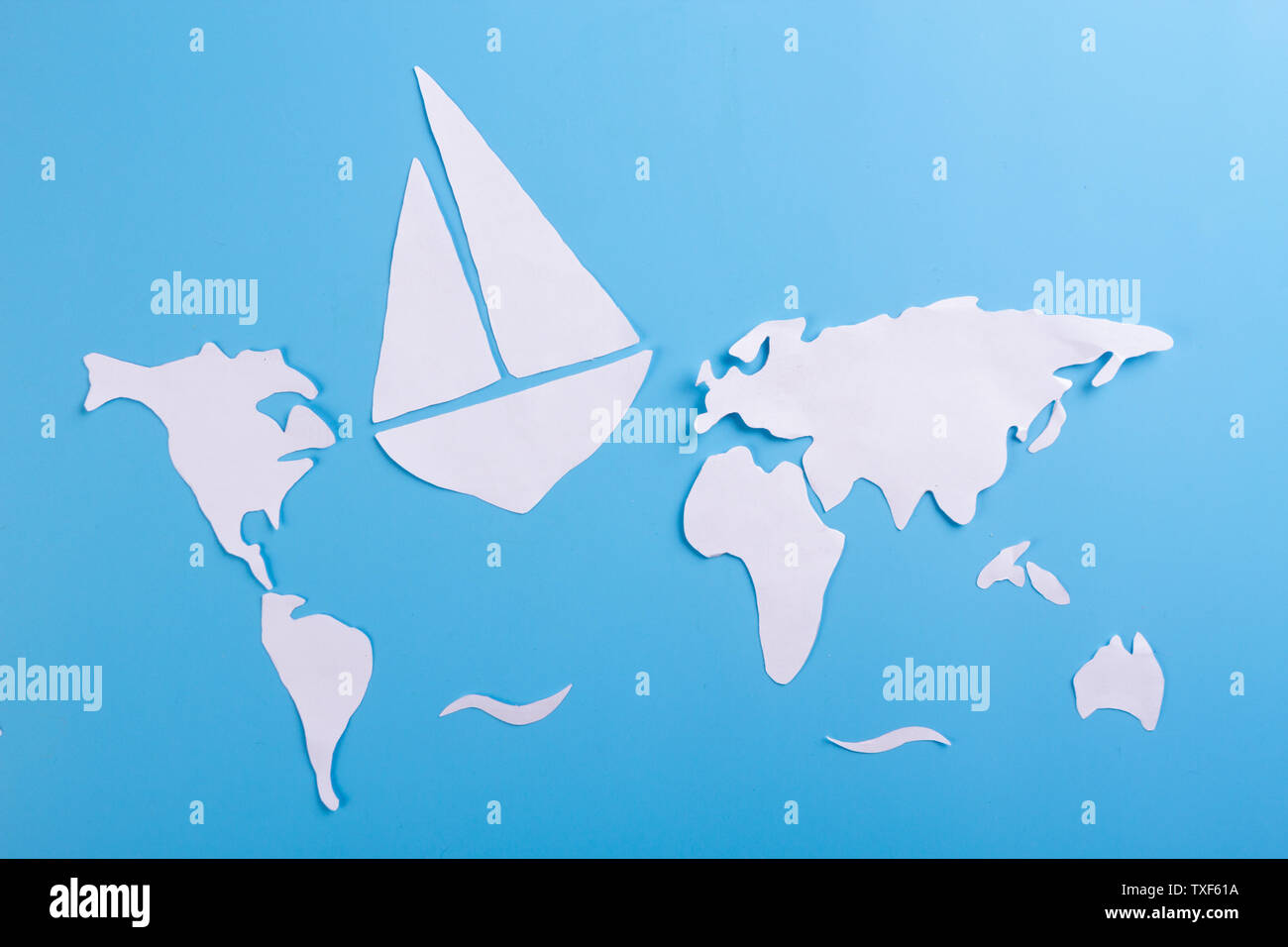 world map on blue background. travel concept Stock Photo - Alamy