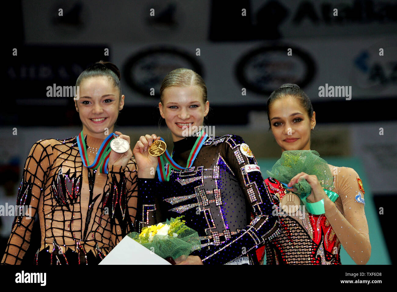 All-Around medalists (L-R) Anna Bessonova of Ukraine (silver), Olga ...