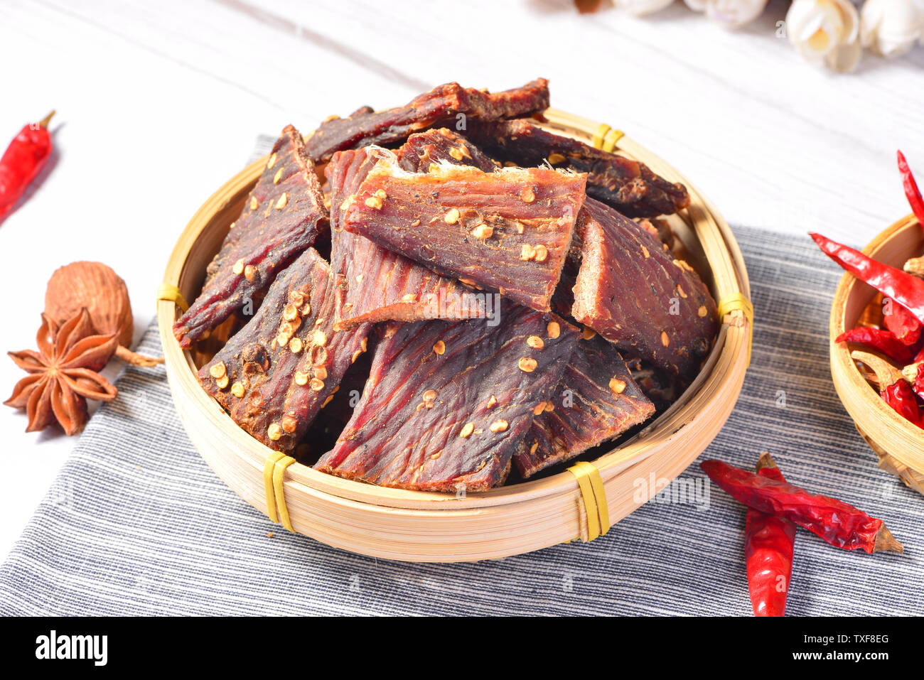 Air-dried hand-torn beef HD picture Stock Photo - Alamy