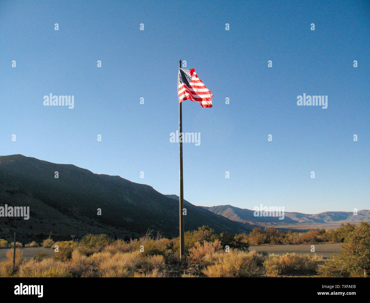 USA flag near Mono Lake Natural Reserve Stock Photo - Alamy