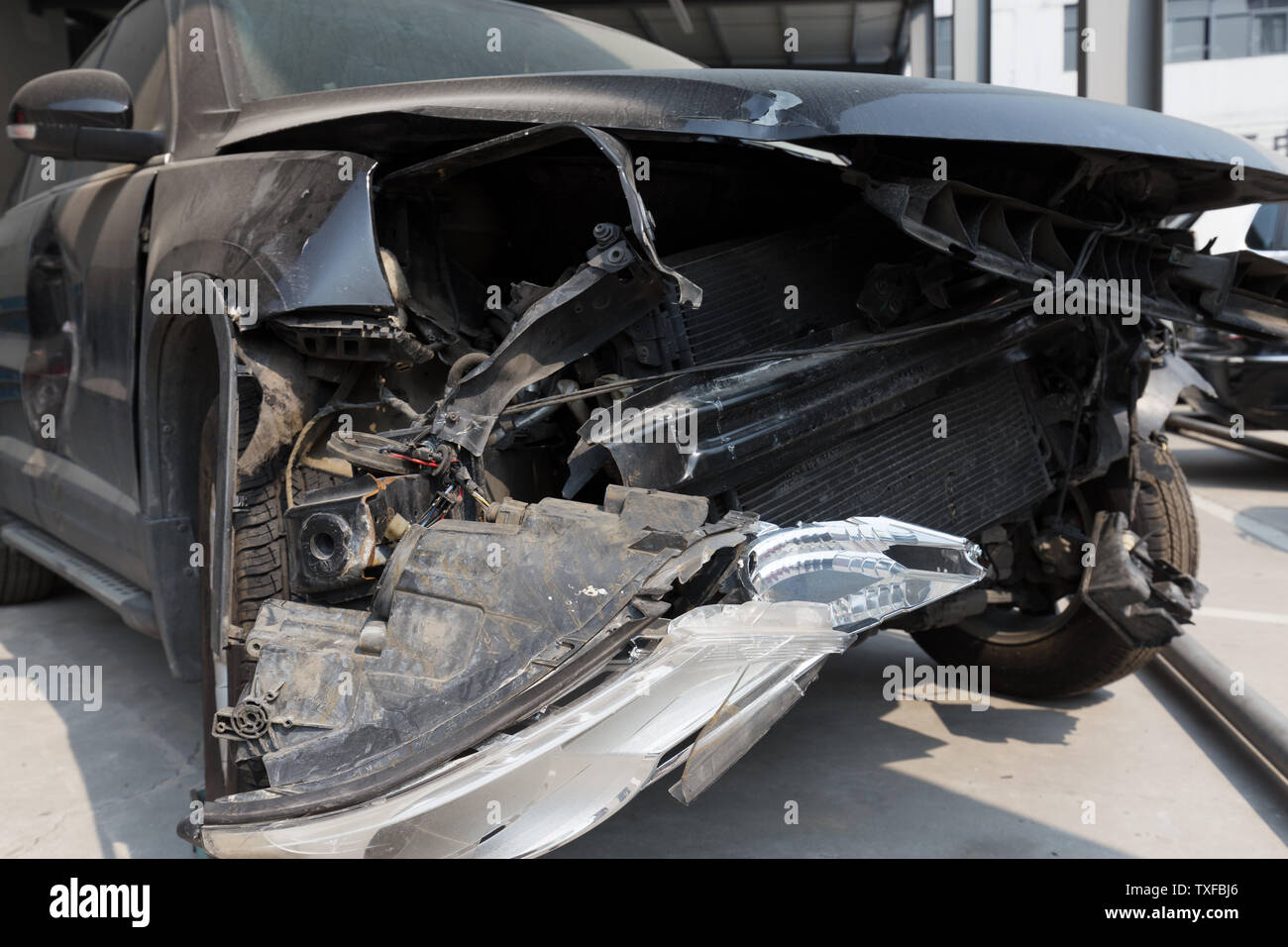 Front face of black car Stock Photo - Alamy