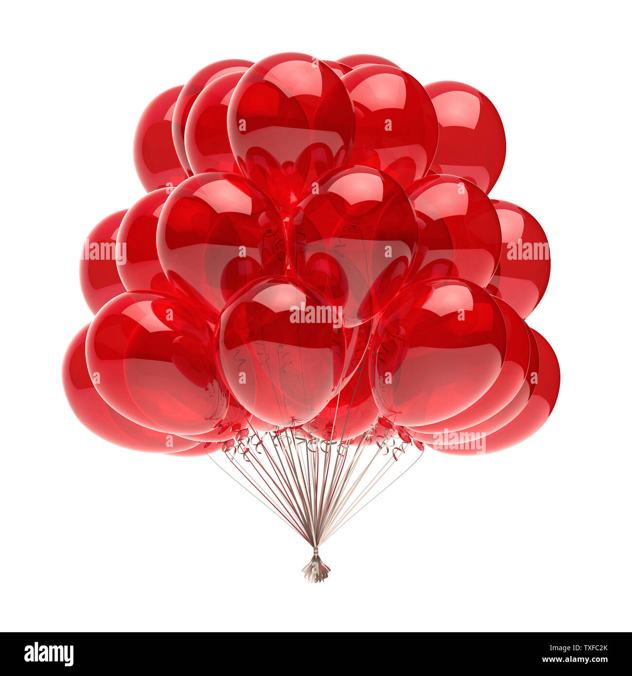 red party balloons bunch birthday decoration shiny translucent. event ...
