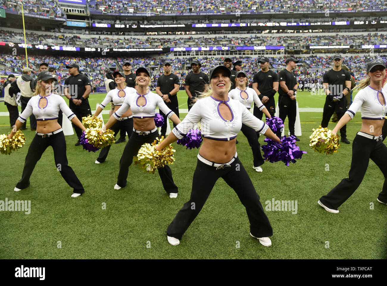 Baltimore Ravens cheerleaders perform during the second half of an NFL ...