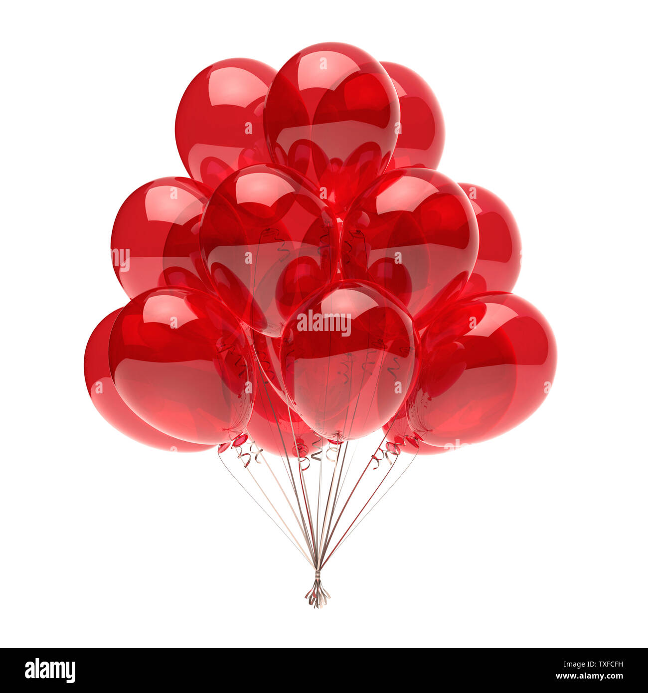 party balloons red birthday decoration glossy, helium balloon bunch ...