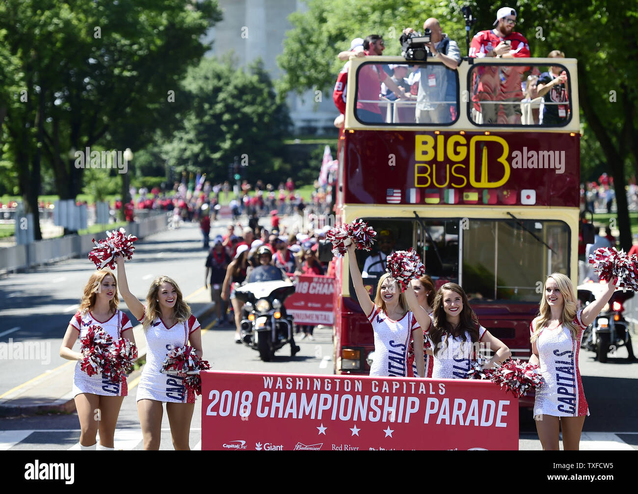 The Washington Capitals cheerleaders celebrate the team's first Stanley ...