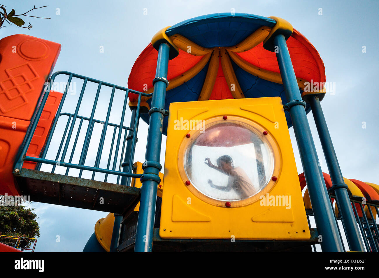 Child in the playground on Matara Beach, Matara, Sri Lanka Stock Photo ...
