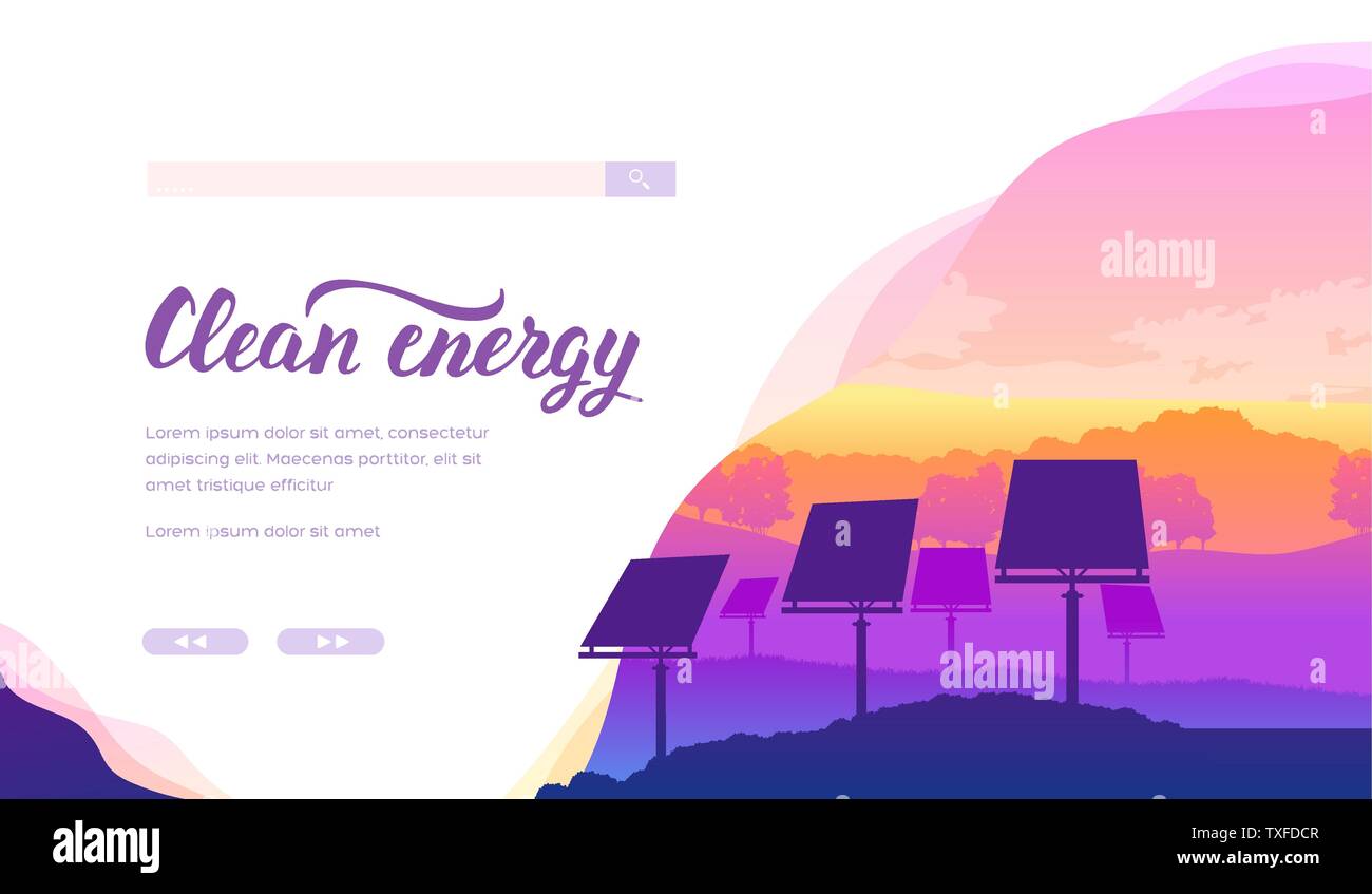 Clean energy vector landing page template. Alternative energy sources ...