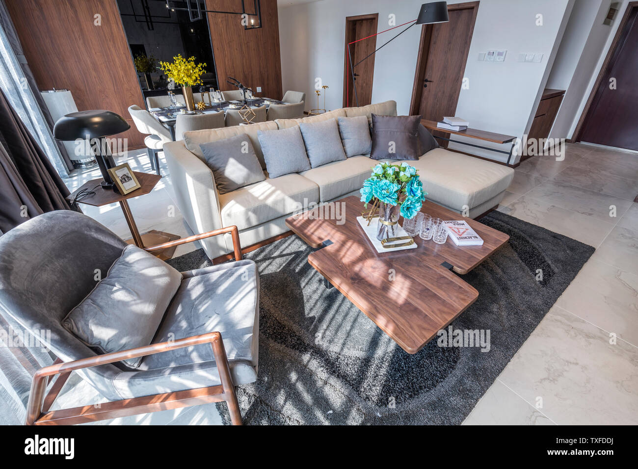 Design of interior design space of model room in modern living room ...