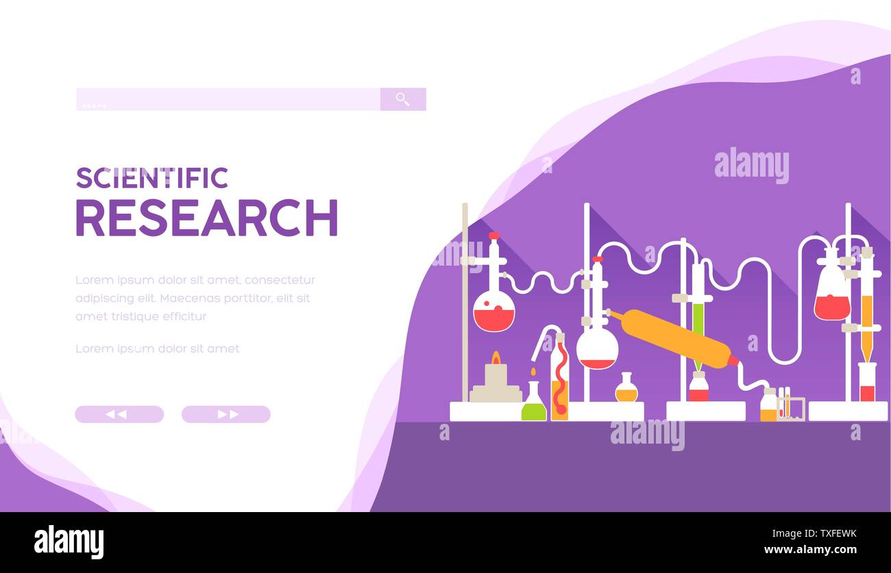 Scientific research vector landing page template. Medical laboratory ...