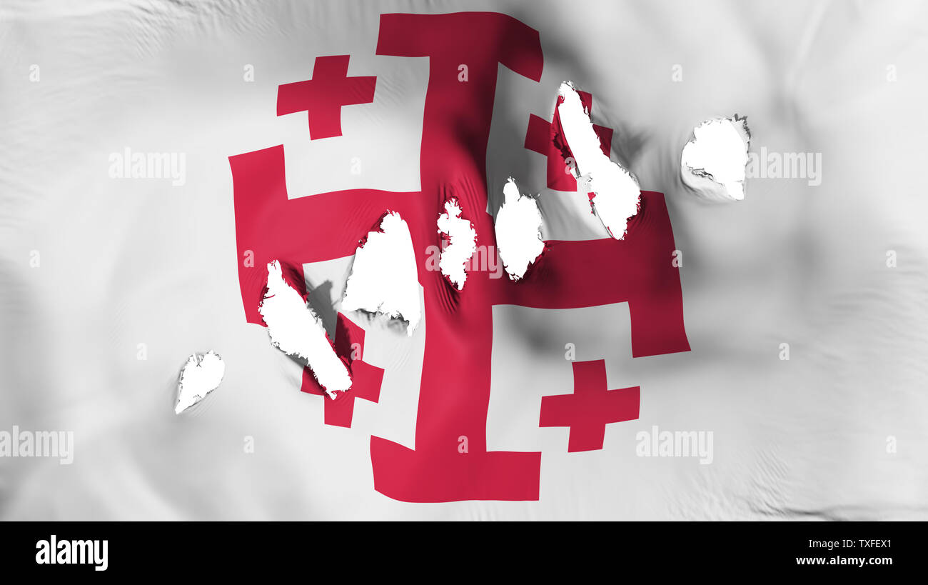 Jerusalem cross flag perforated, bullet holes Stock Photo - Alamy
