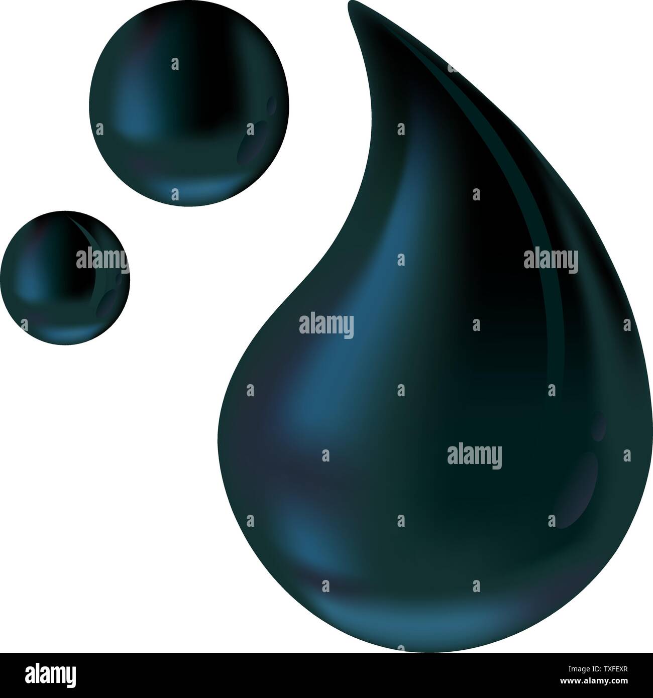 Vector illustration. Black drops. Sphere and tear shape. Shiny style ...