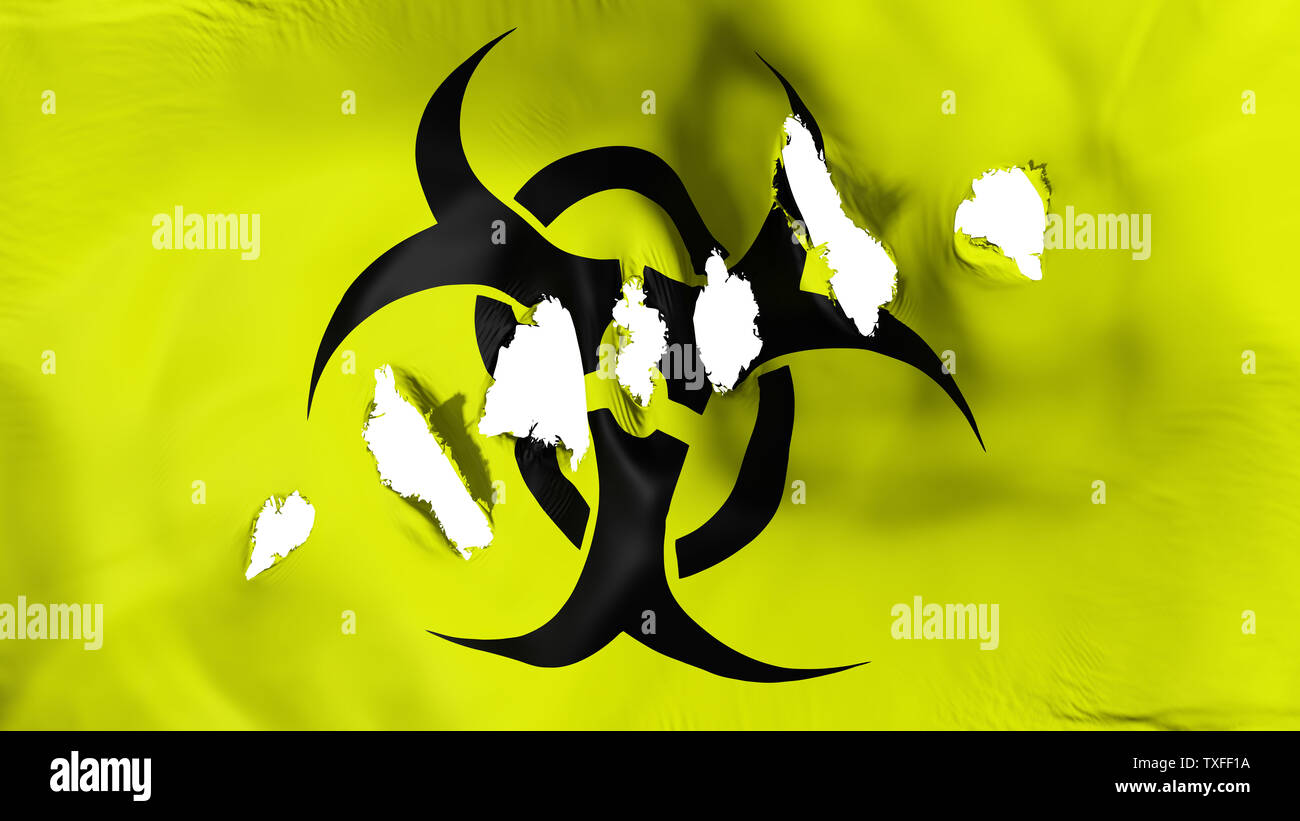 Warning Hazard Radiation flag perforated, bullet holes Stock Photo - Alamy