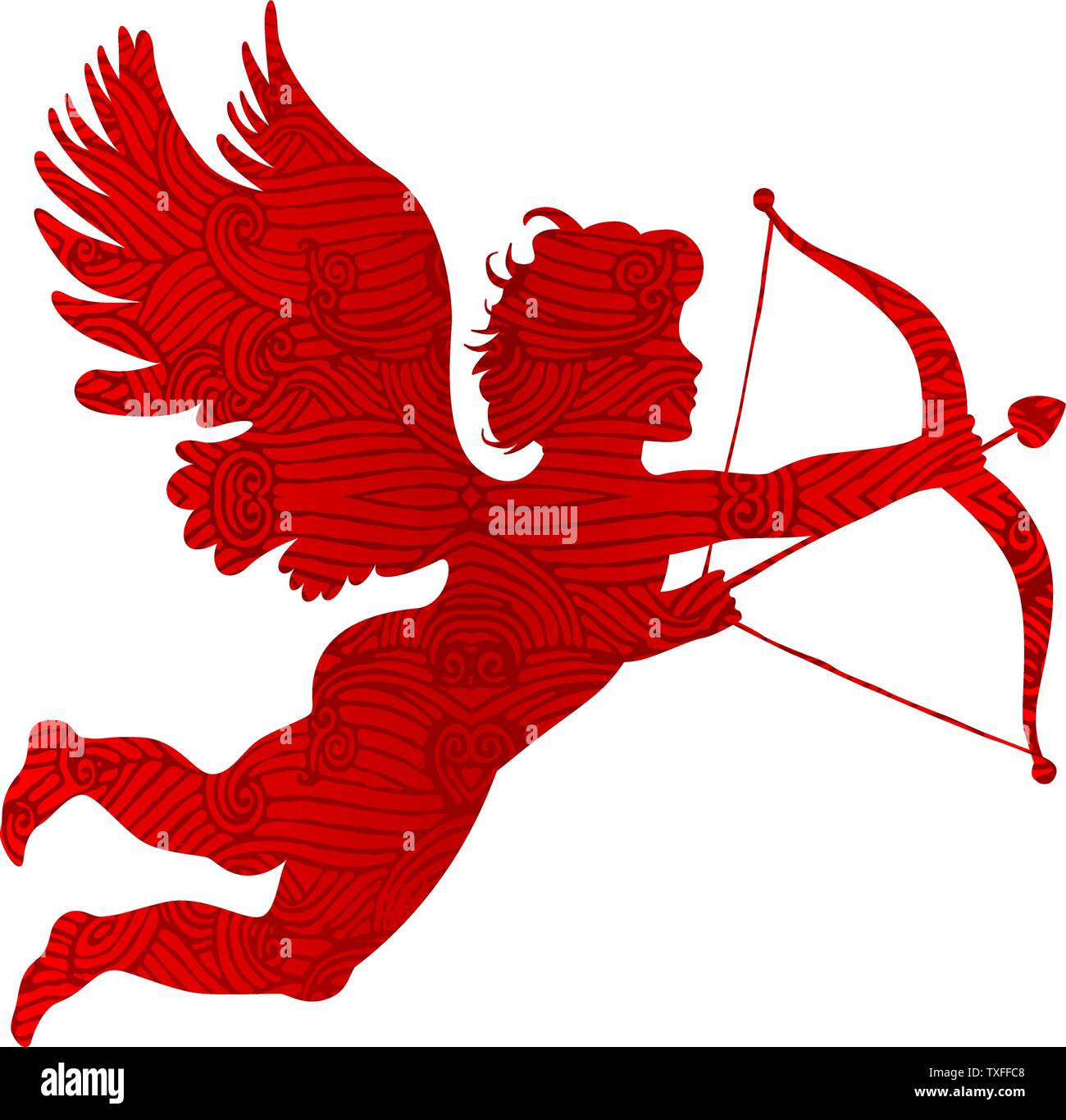 Vector illustration. Cupid silhouette in classic style with texture ...