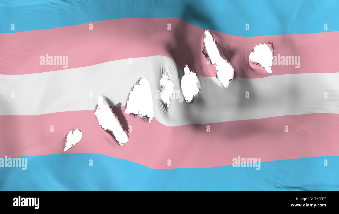 Transgender pride flag perforated, bullet holes Stock Photo - Alamy