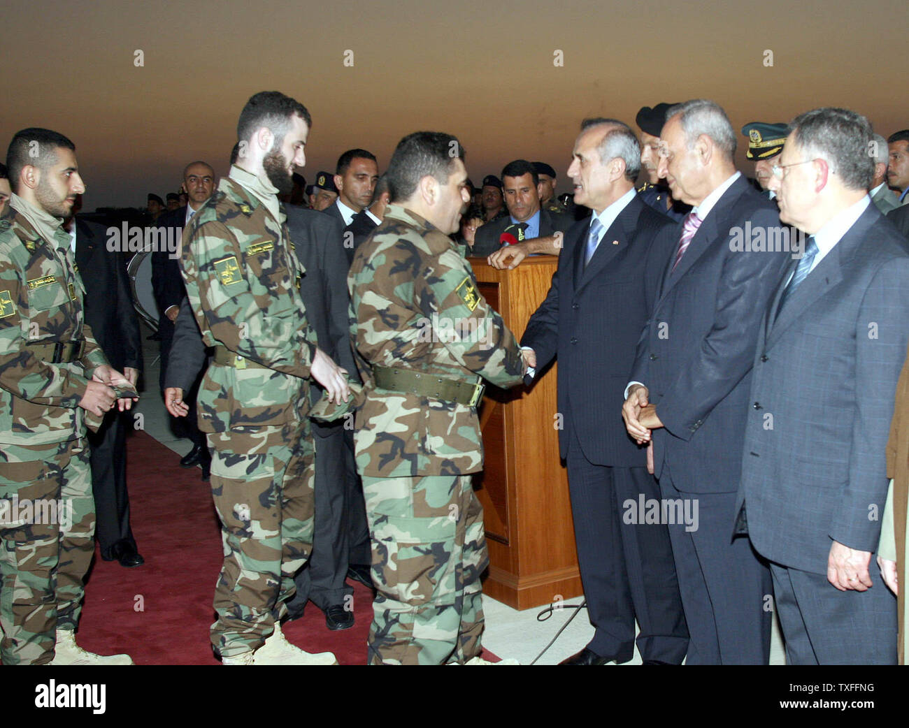 The longest held Lebanese prisoner, Samir Qantar, shakes hands with ...