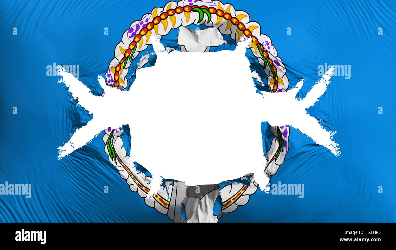 Northern Marian Islands flag with a big hole Stock Photo - Alamy