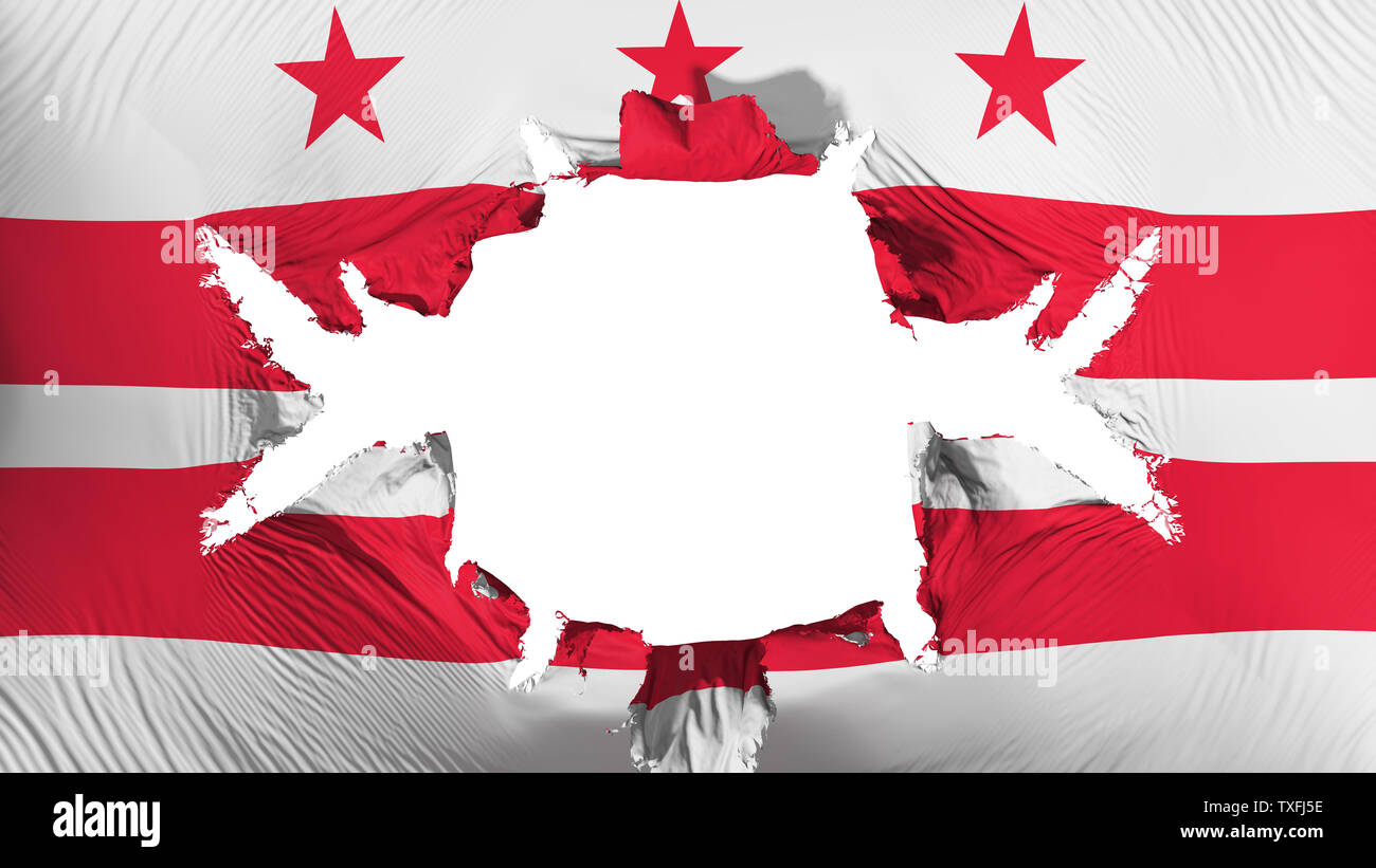 Washington DC state flag with a big hole Stock Photo - Alamy