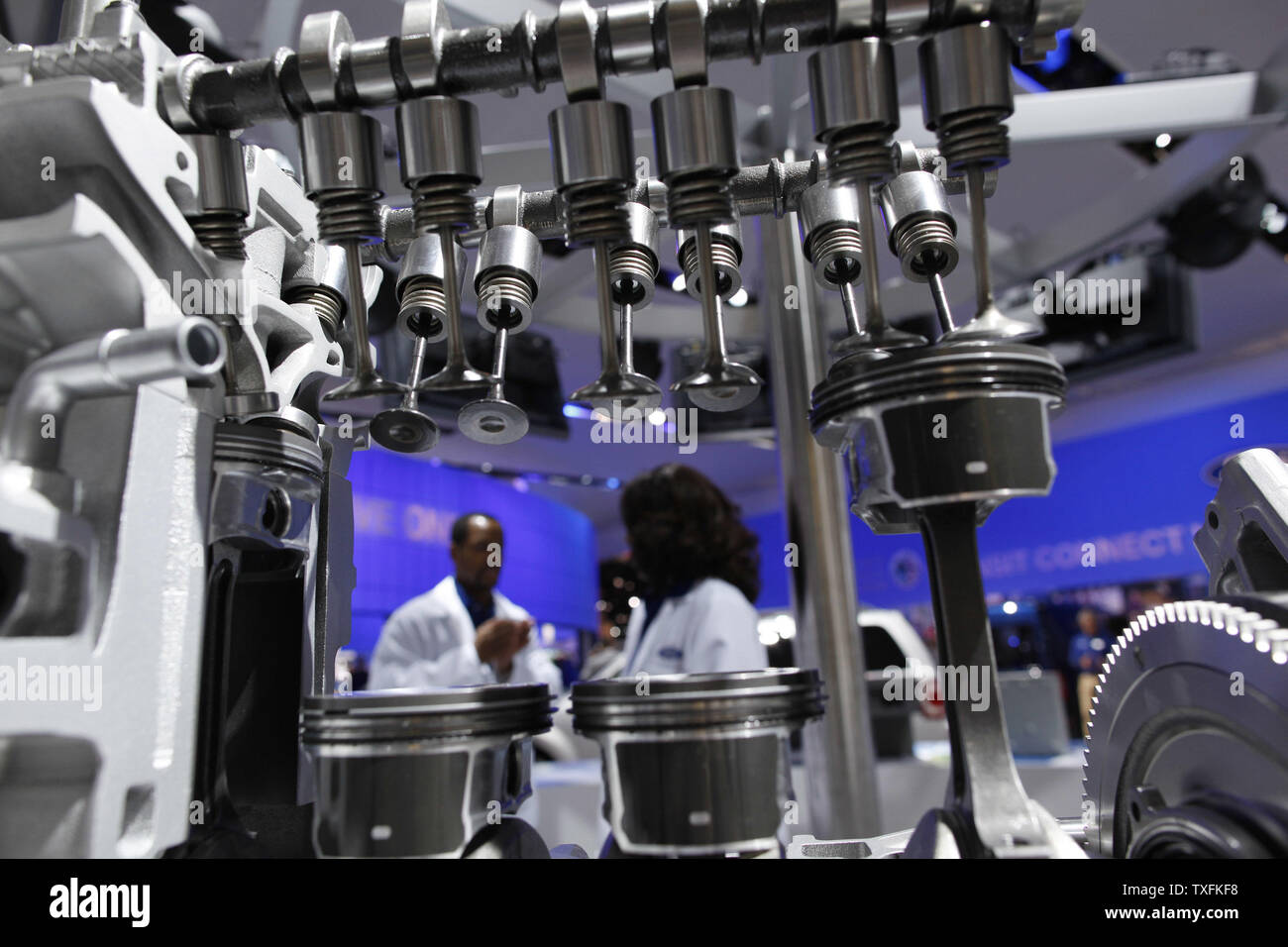 Ford displays a section of the 2.4L inline 4 cylander Atkinson Cycle ...