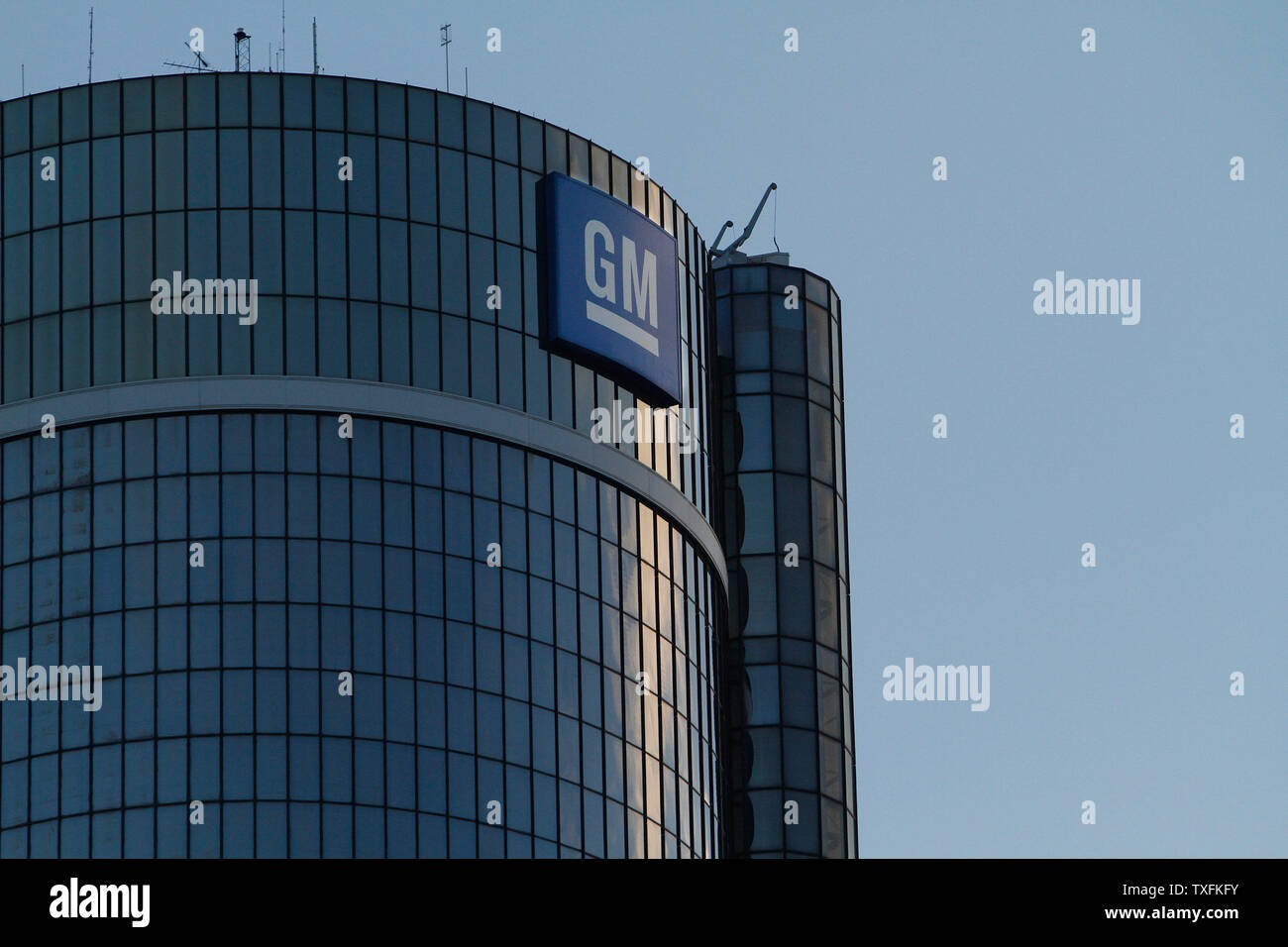 The GM logo can be seen at the top of the building at the General ...