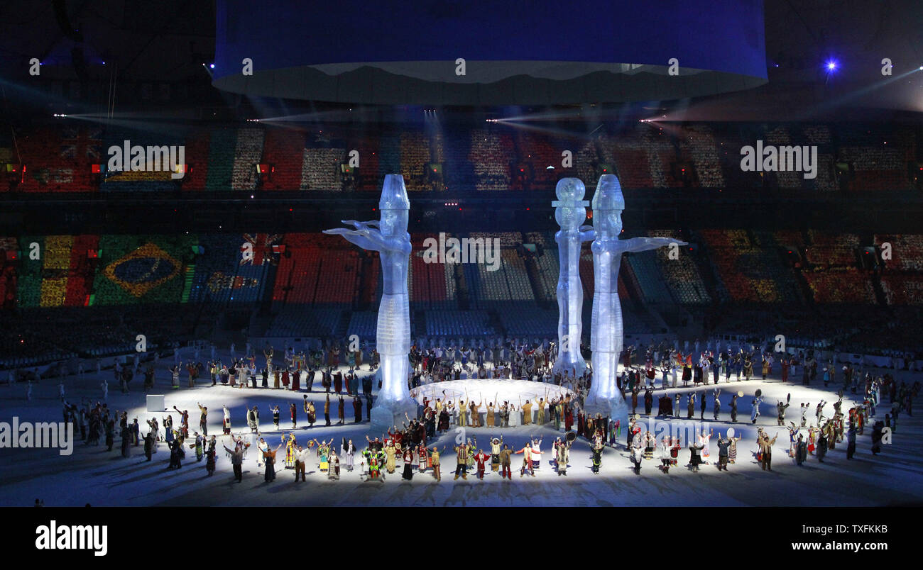 Dancers representing Canadian indigenous peoples perform at BC Place at ...