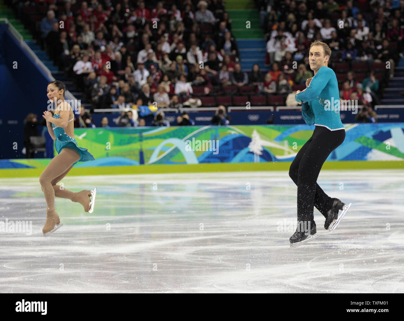 Caydee Denney (L) and Jeremy Barrett of the United States skate during ...