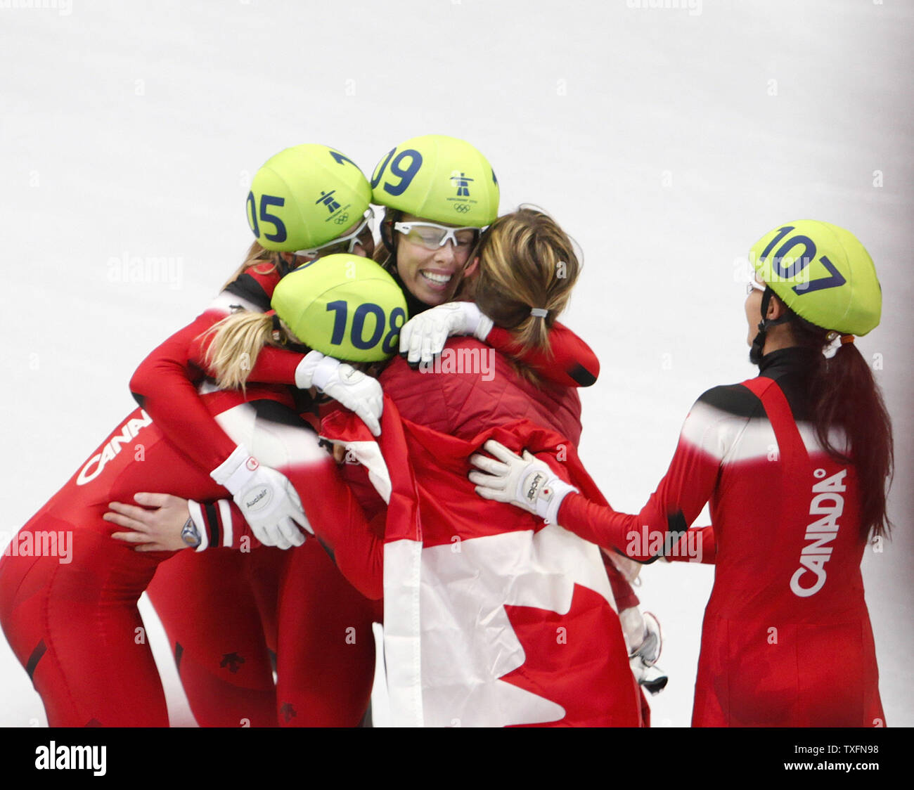 Canadian speed skaters Jessica Gregg (from left), Marianne St-Gelais ...